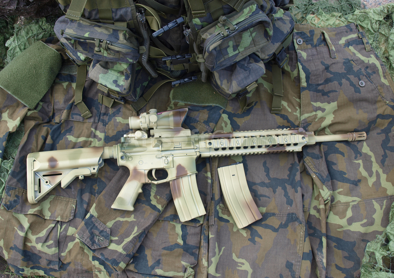 Camo Custom KAC SR-15, 150 m/s, AirsoftGuns, E&C | AirsoftGuns